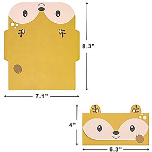 24 Pcs Letter Writing Stationery Paper Set Woodland Animal Design Greeting Cards with Envelopes for Kids Classroom Birthday Party