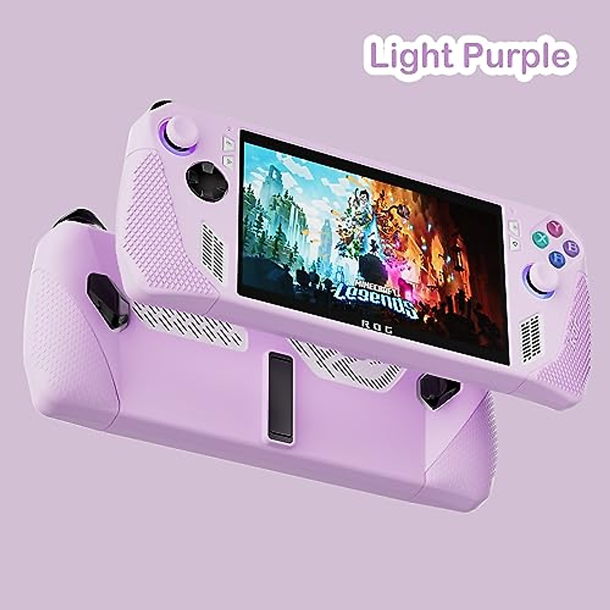 Silicone Skin Case for 2023 ASUS ROG Ally Handheld, ROG Ally Accessories Protective Cover Grip with Stand (Purple)