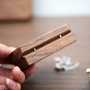 Engagement Ring Box Wooden Ring Box Proposal Ring Box with Clear Top Ring Bearer Box for Wedding Wooden Ring Holder for Proposal (RB517)