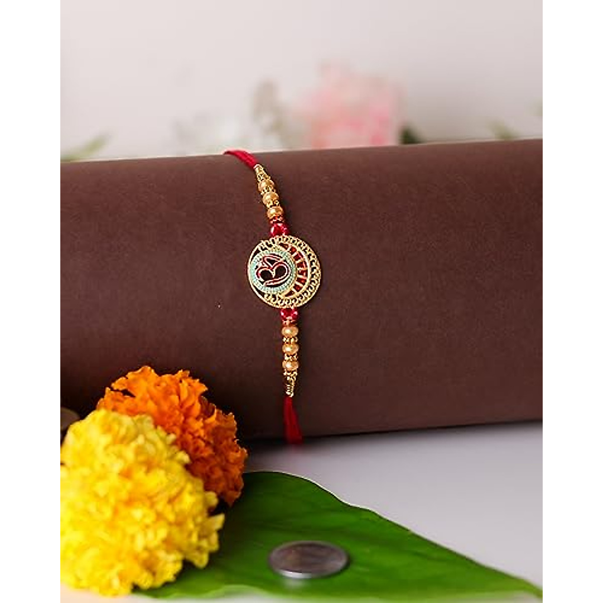CHERKRAFT Rakhi Thread for Brother Men/Boy - Designer Rakhi with OM Symbol for Rakshabandhan (Pack of 1) (Design 4)