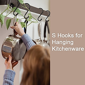 HiGift 6 Inch Large S Hooks for Hanging Heavy Duty, Non Slip Vinyl Coated S Hook for Closet, Steel Metal Black Rubber Coated S Hooks for Hanging Plant Jeans Pot Pan Clothes Purse Towel Bags- 4 Pack
