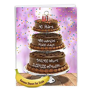 NobleWorks - 40th Jumbo Birthday Greeting Card (8.5 x 11 Inch) - Funny Card for 40 Year Olds, Milestone Notecard from All of Us - Year Time Count 40 J9091MBG-US