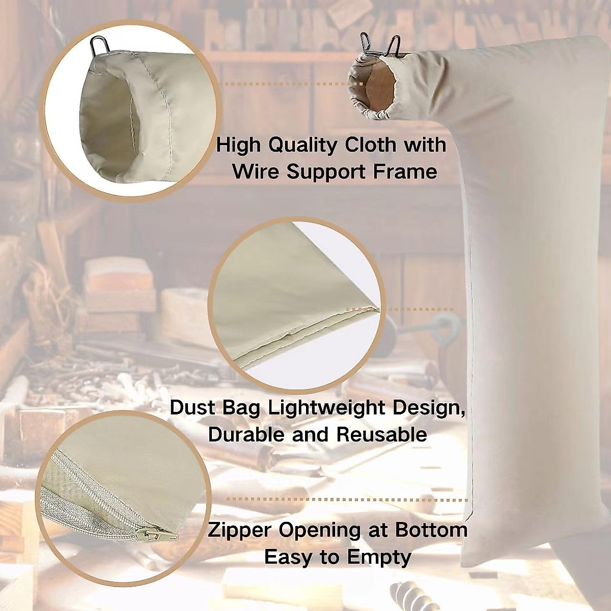 Table Saw Dust Collector Bag(10" Tablesaws with 2.5" Dust Port) Compatible with Bosch/Dewalt/Makita/Ryobi/Craftsman/Porter/RIGID/Metabo/Kobalt/Skilsaw/Delta