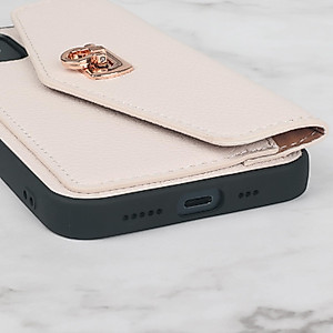 LUVI Compatible with iPhone 13 Case with Card Holder Wallet for Women with Crossbody Neck Strap Lanyard Purse Handbag Shoulder Strap PU Leather Luxury Fashion 3D Crocodile Snake Skin Case White