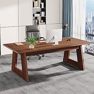 Tribesigns 63-Inch Executive Desk, Large Computer Office Desk, Modern Laptop Desk Study Writing Table Workstation for Home Office, Rustic Brown