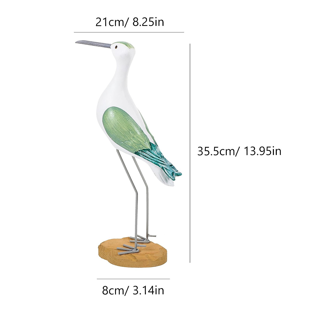 EXCEART 2pcs sea Bird Statue Nautical Beach Figurines Seagull Statue Wood Bird Sculpture Figurines Ornament Indoor Outdoor Decor Coastal Decor Wooden Craft Figurines Green Wooden Seagull Statue