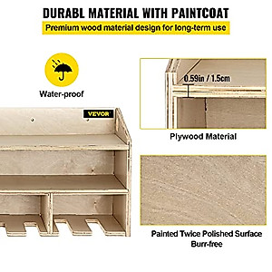VEVOR Power Tool Organizer, Wall Mount Drill Holder, 10 Drill Hanging Slots Drill Charging Station, 2 Shelf Cordless Drill Storage, Polished Plywood Toolbox for Saw, Impact Wrench, Screwdriver Drill