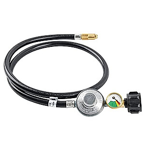 JEASOM 4FT Propane Regulator Hose with Gauge Fit for Blackstone 17”/22” Tabletop Griddle BOSS 2 Burner Gas Griddles.
