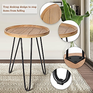 Oakrain Nesting Tables for Living Room, Round Nesting Coffee Table, Farmhouse End Tables Living Room Set of 2, Wood Side Tables Set of 2 for Sofa, Bedroom