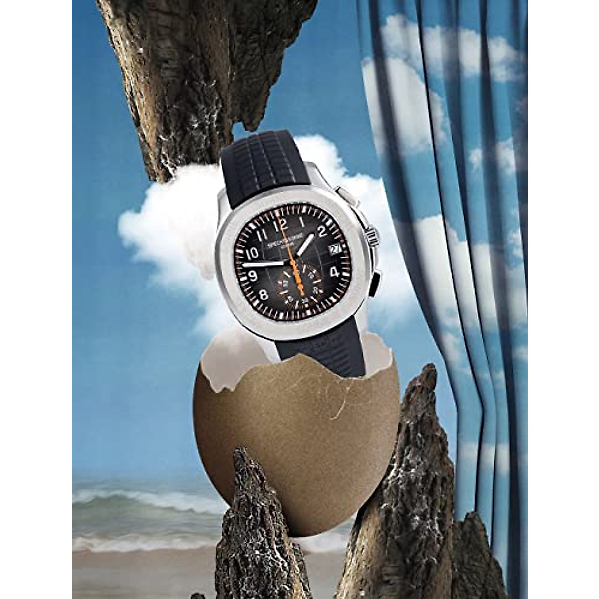 Specht&Sohne Men's Quartz Watches for Men Chronograph Display Waterproof 42mm Steel Sports Watches Luminous Rubber Strap Waterproof Analogue Wrist Watch (Blue)