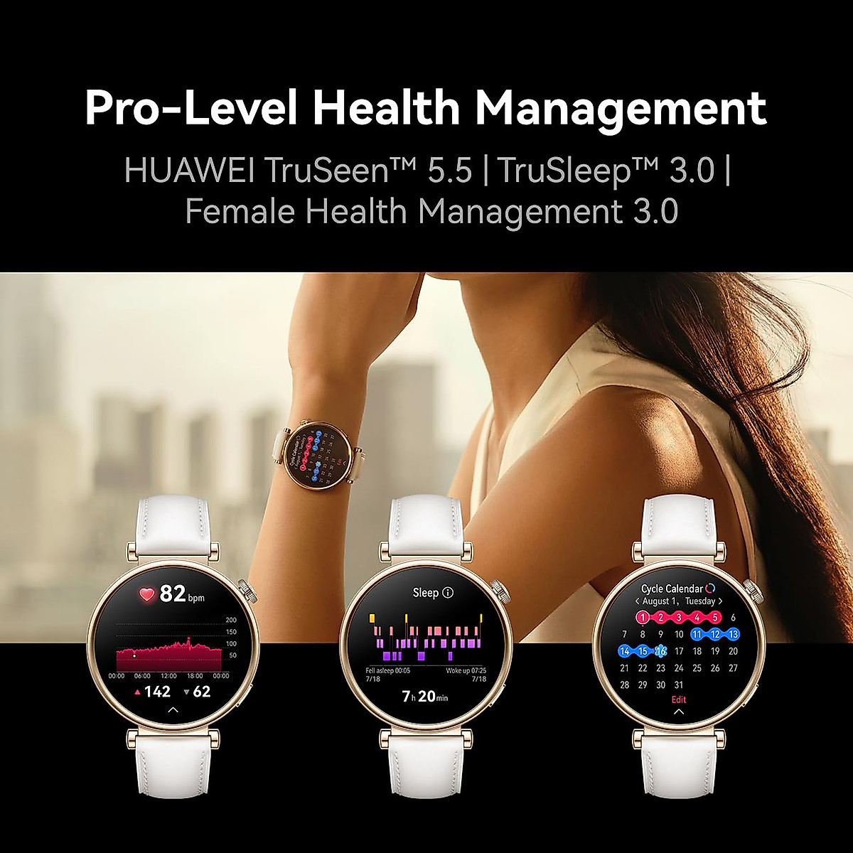 HUAWEI Watch GT 4 B19F 46mm Bluetooth Smartwatch 1.43" AMOLED Screen Fluoroelastomer Strap - Black