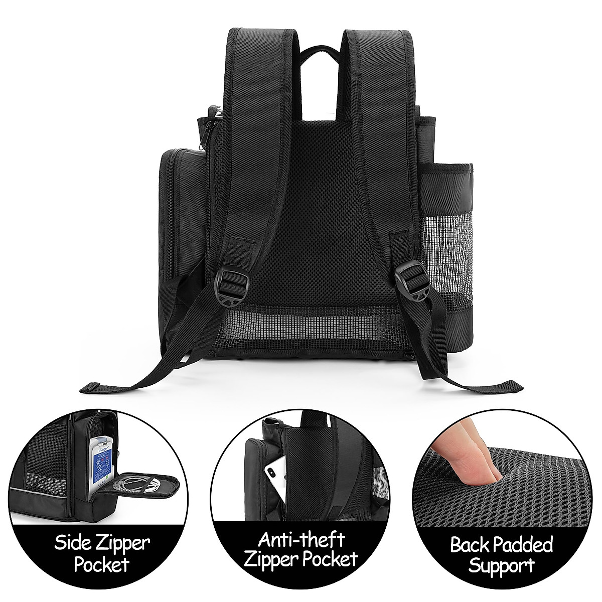 CURMIO Portable Oxygen Concentrator Backpack Compatible with Inogen One, Oxygo, Caire Units, SimplyGo Mini, POC Travel Bag for Machine and Accessories, Black (Bag Only, Patent Design)
