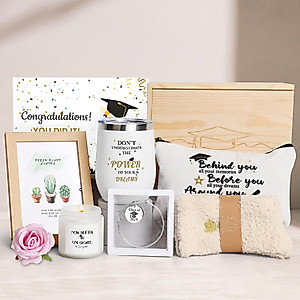 2024 Graduation Gifts,Congratulations Gifts for Her with 12 OZ Wine Tumbler,Candle,Frames,Keychain,Senior College Graduation Gifts for Daughter Son Niece Nephew,Personalized Makeup Bag for Friend