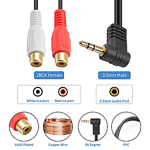 Poyiccot 3.5mm to RCA Cable, 3.5mm to 2RCA Female Audio Cable, RCA to Aux Cable Hi-Fi Sound RCA Stereo Audio Cord Gold Plated RCA Y Splitter Cable for MP3 Tablet Computer Speaker 25cm/0.8ft