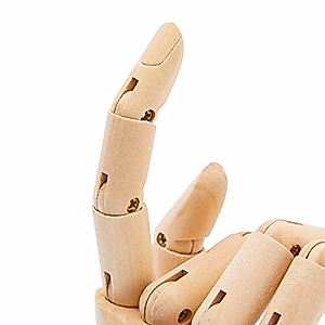 Wooden Hand Model, 7 in Right Hand Art Mannequin Figure with Posable Fingers for Drawing School, Practice, Supplies, Hand Jewelry Display, Decoration, Sketching