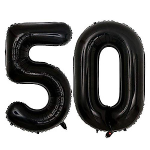 40inch Jumbo Black 50 Number Balloons for Birthday Party Decorations 50th Year Old Party Supplies(Black 50)