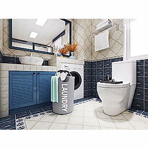 Collapsible Laundry Basket, 82L Large Laundry Hamper with Handles Foldable Washing Bin, Folding Waterproof Oxford Fabric Laundry Bag Storage Clothes Organization for Bathroom Travel Shopping College