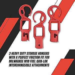 DAULT Hanger for Milwaukee M18 Fuel Quik-lok Attachments (3 Pack) Made in U.S.A, See Video