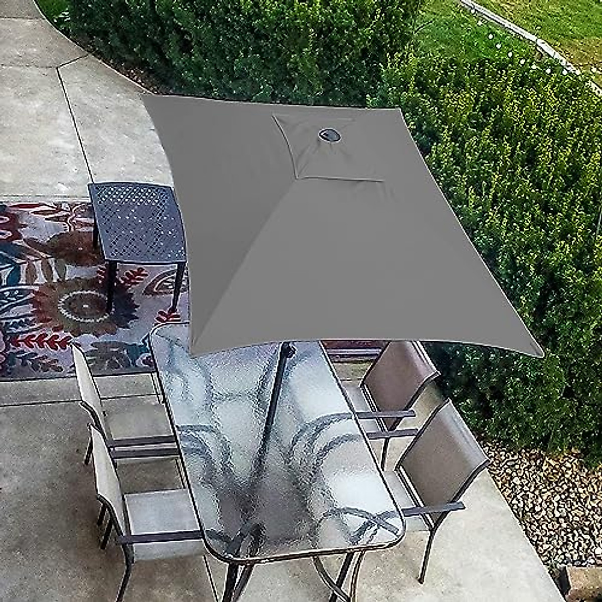 AMMSUN 6.5 x 4.5ft Rectangular Patio Umbrella Outdoor Table Umbrella Steel Pole and Fiberglass Ribs, Grey