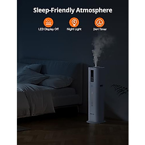 VAGKRI 12L Humidifiers for Large Room, Last 120 Hours, Cover up to 1000ft², Top Fill Ultrasonic Cool Mist Humidifier, 3 Mist Level, 24H Timer, Essential Oil Diffuser Humidifiers For Bedroom, Home