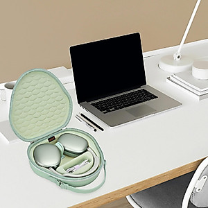 Canboc Airpods Max Case for Apple AirPods Max Headphone, Hard Carrying Smart Headphones Case, Extra Space fits Cable, Charger, Green (PU)