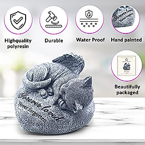 Orchid Valley Cat Memorial Stone or Garden Statue, Beautifully Packaged Memorial Gift, Headstone for Cats or Loss of Cat Sympathy Gift, Sleeping Cat Stepping Stone,