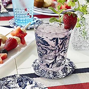 Vera Bradley Women's Cotton Coasters Set of 4, Java Navy & White - Recycled Cotton, One Size