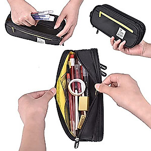 BWBOWANG pencil case large capacity pencil case storage box cosmetic bag Oxford cloth large storage stationery case with zipper, suitable for most pencil cases (black), wlf-118, 8.27x2.75x3.75