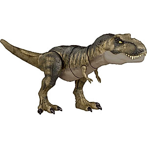 Mattel Jurassic World Dominion Dinosaur Toy, Thrash ‘N Devour Tyrannosaurus Rex Action Figure with Sound & Motion