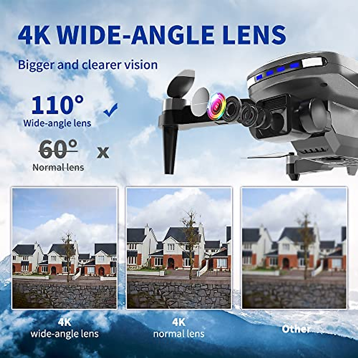 Brushless Motor Drone with Camera-4K FPV Foldable Drone with Carrying Case,2 batteries provide a total of 40 mins of battery life,120° Adjustable Lens,One Key Take Off/Land,Altitude Hold,360° Flip,Toys Gifts for Kids and Adults,Upgrade WiFi Transmission,O