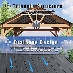 Joyside Cedar Wood Gazebo 13 x 15 ft. Wood Patio Gazebo - Cedar Wood Framed Gazebo with Metal Steel Gable Roof Hardtop Gazebo for Patio, Garden, Lawns and Parties