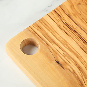 Ideaolives Natural Olive Wood Cutting Board, Rustic Serving Platter for Meat & Snack, Wooden Charcuterie Board Cheese Serving Tray, Handmade Decorative Cutting Board, Housewarming Gift (ZRB-M)