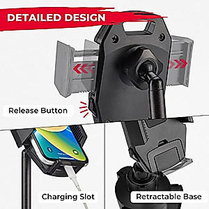 kemimoto Car Cup Holder Phone Mount 360° Adjustable Cell Phone Holder Compatible with Car, Golf Cart, Truck, ATV, Black