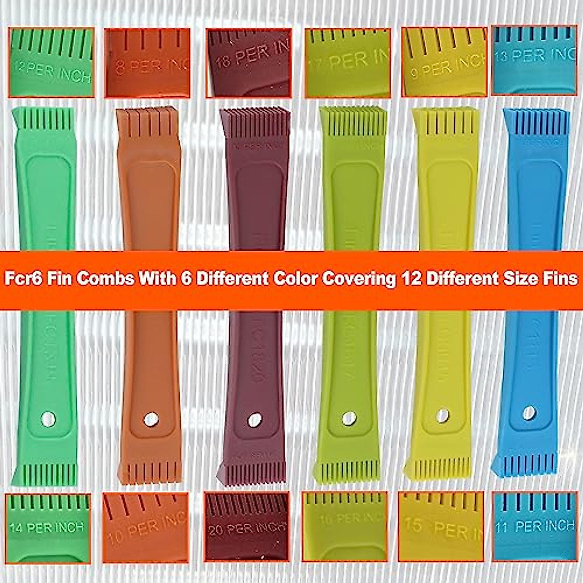 Vypart FCR6 AC Coil Fin Comb Straighter-Radiator Condenser Fin Comb(6 Fin Combs Covering 12 Size Fins)