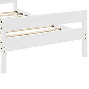 LCH Twin Bed Frames, Wood Twin Bed Frame with Headboard and Footboard Kids Bed Frame,Twin Wooden Bedframes Platform with Storage for Girls Boy No Box Spring Needed (White)