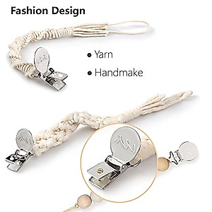 YMVV Modern Pacifier Clips for Boys and Girls,Handmade Braided Rope Unisex Design Universal Paci Clip Fits Most Pacifier Styles 5 Pack