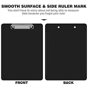 Clipboards, HERKKA 25 Pack Plastic Office Clipboards, Black Color Plastic Clipboards, Low Profile Clip Standard A4 Letter Size, Size 12.5 x 9 Inch