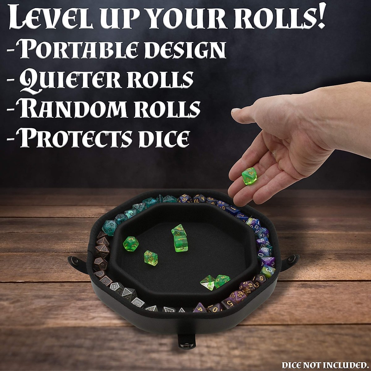 CASEMATIX Dice Tray and Dice Storage Case for Up to 115 RPG Dice - Dice Tray for Rolling with Magnetic Snaps, Embossed Dragon Design and Non-Scratch Interior for Random Rolls Dice Protection