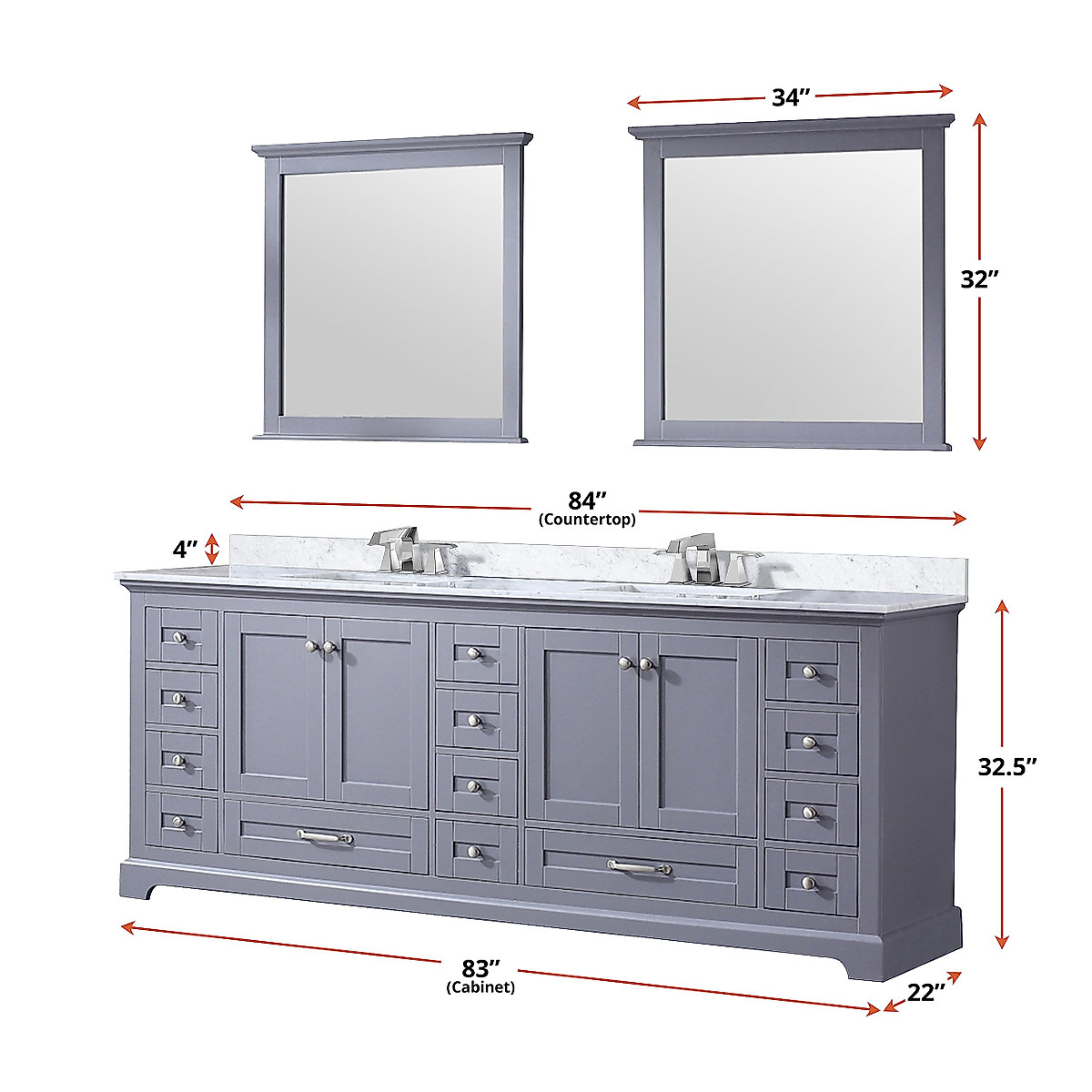 Bell+Modern Tybee 84 in. W x 22 in. D Navy Blue Double Bath Vanity