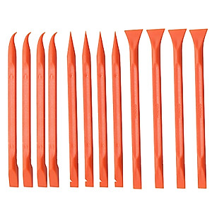 Cionyce 12 Pack Pen-Shaped Scraper Plastic Cleaning Scraper Tool Non-Scratch Cleaning Scraper 3-Kind(Orange)
