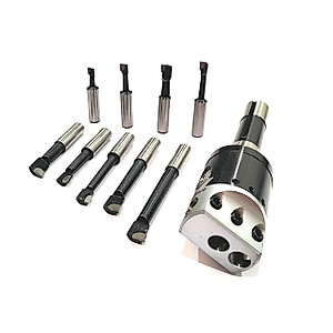 Assorts Quality Boring Head 2 Inches for Milling & Lathe Machine R8 (7/16 UNF Drawbar) & 9 pcs Carbide Tool Set