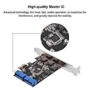 Tosuny PCIE to USB 3.0 2Port Express Card, Low Profile PCIExpress to Internal 2 Port 19Pin Header USB 3.0 Card Adapter