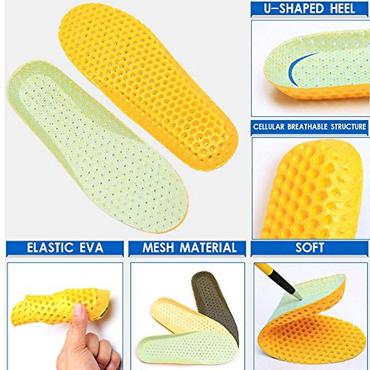 3 Pairs Breathable Water Sports Shoes Inserts Replacement Insoles for Men (US8-11)