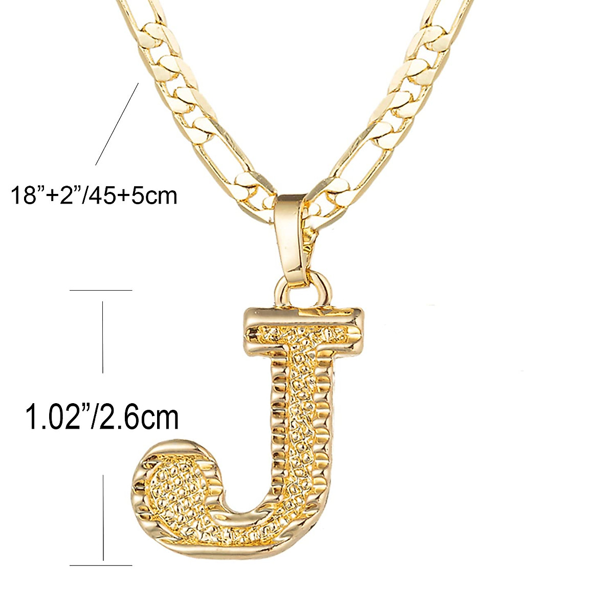 kelistom Initial Necklace for Women Men, Gothic 14K Gold Plated 26 Letters Pendant Necklace, Figaro Paperclip Chain with Extension
