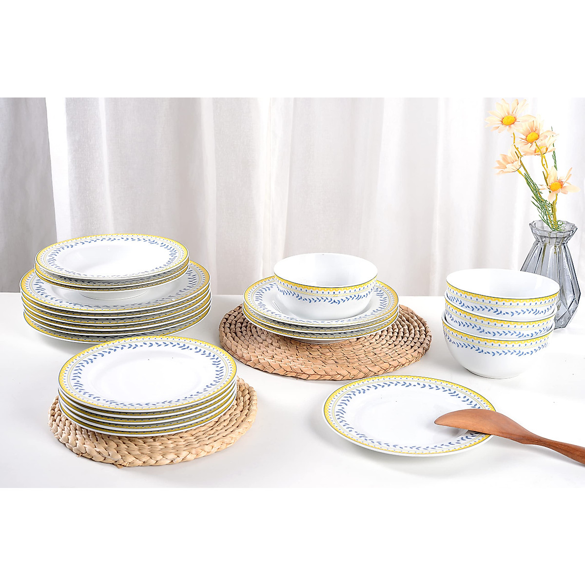 Braque Ceramic Lunch Salad Plates Set of 6, 8 inch Dish Set-Dessert, Appetizer, Pasta, Small Dinner Serving Plate-Microwave, Oven & Dishwasher Safe, Scratch Resistant-Kitchen Porcelain Dish-Olive Vine