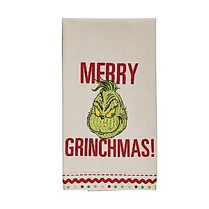Department 56 Dr. Seuss The Grinch Merry Grinchmas Kitchen Dish Cloth Tea Towel, 18 by 26 Inches, Multicolor