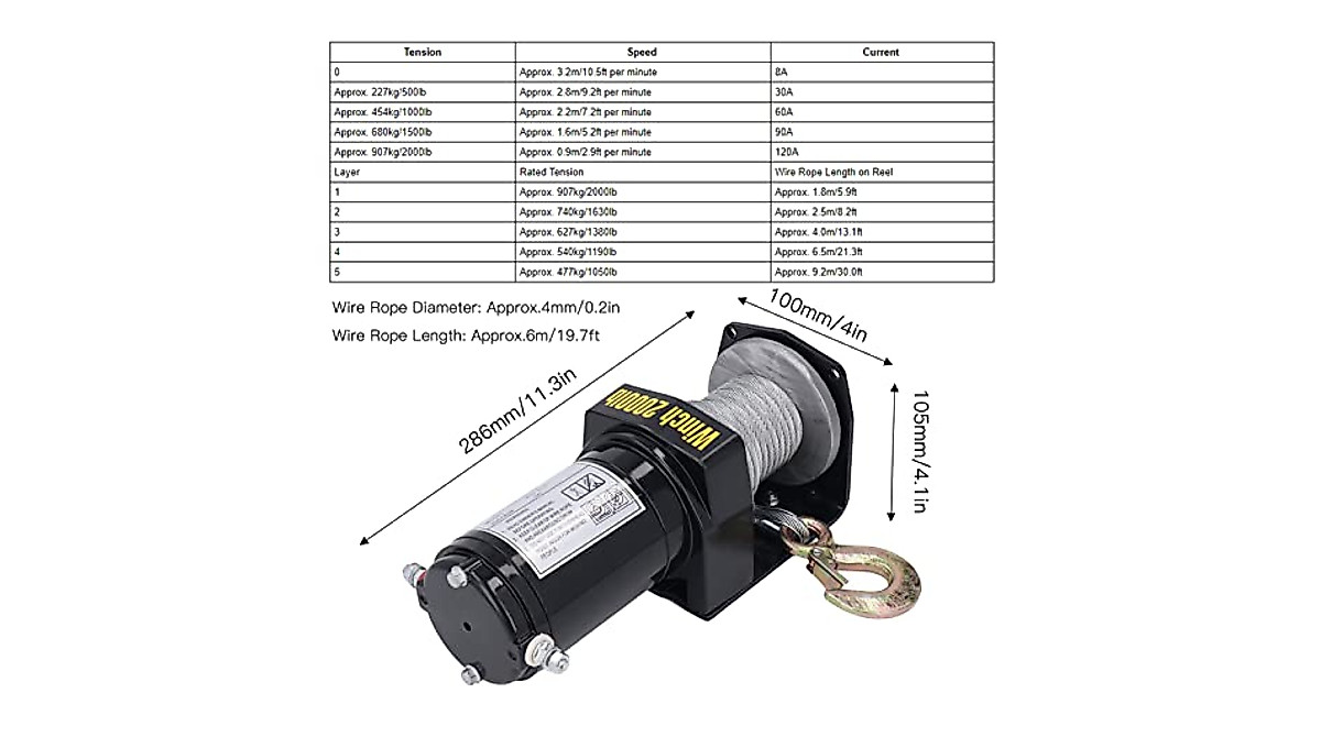 Electric Winch 2000LBS - Tough and Reliable Towing Kit