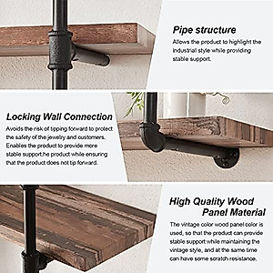 HOMISSUE 2-Shelf Rustic Pipe Shelving Unit, Vintage Industrial Pipe Wall Shelf, Retro Brown