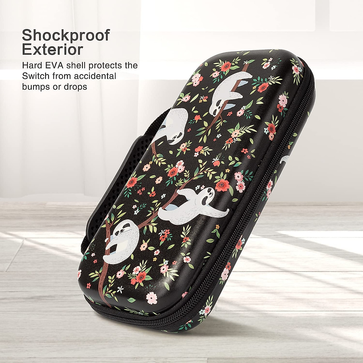 Vimorco Nintendo Switch OLED Case, Nintendo Switch Case, Carry Case for Nintendo Switch, Switch Travel Case for Girls Boys with 16 Game Card Slots, Hard Shell Cover for Console Games & Joy-Con, Sloth