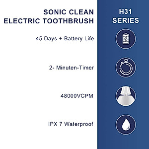 CALLYSONIC Sonic Rechargeable Electric Toothbrush, 48,000VPM Rechargeable Toothbrushes with Normal, Sensitive, Massage Modes, 4 Replacement Brush Heads for Adults Kids - Black